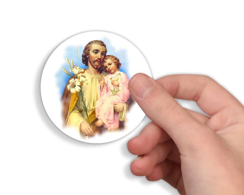 St Joseph Sticker, Vintage Saint Joseph Decal, Catholic Sticker ...