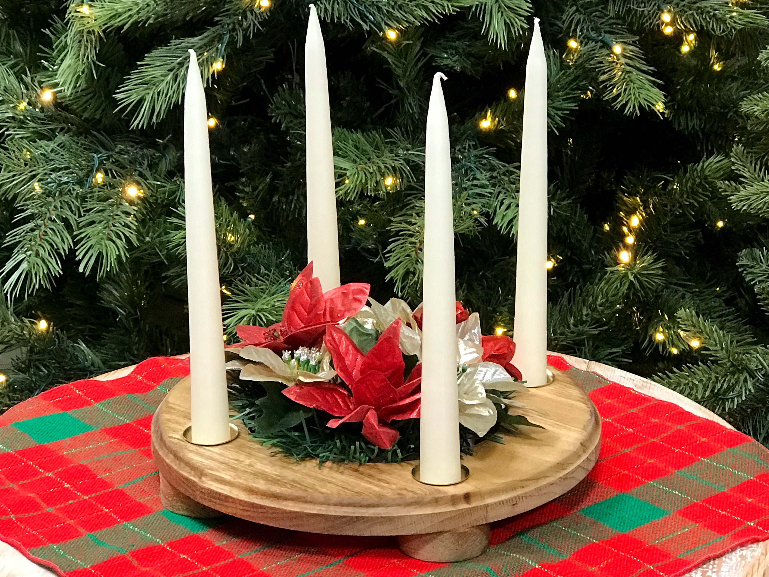 Christmas Advent Wreath Catholic Advent Wreath Rustic Wooden Candle ...