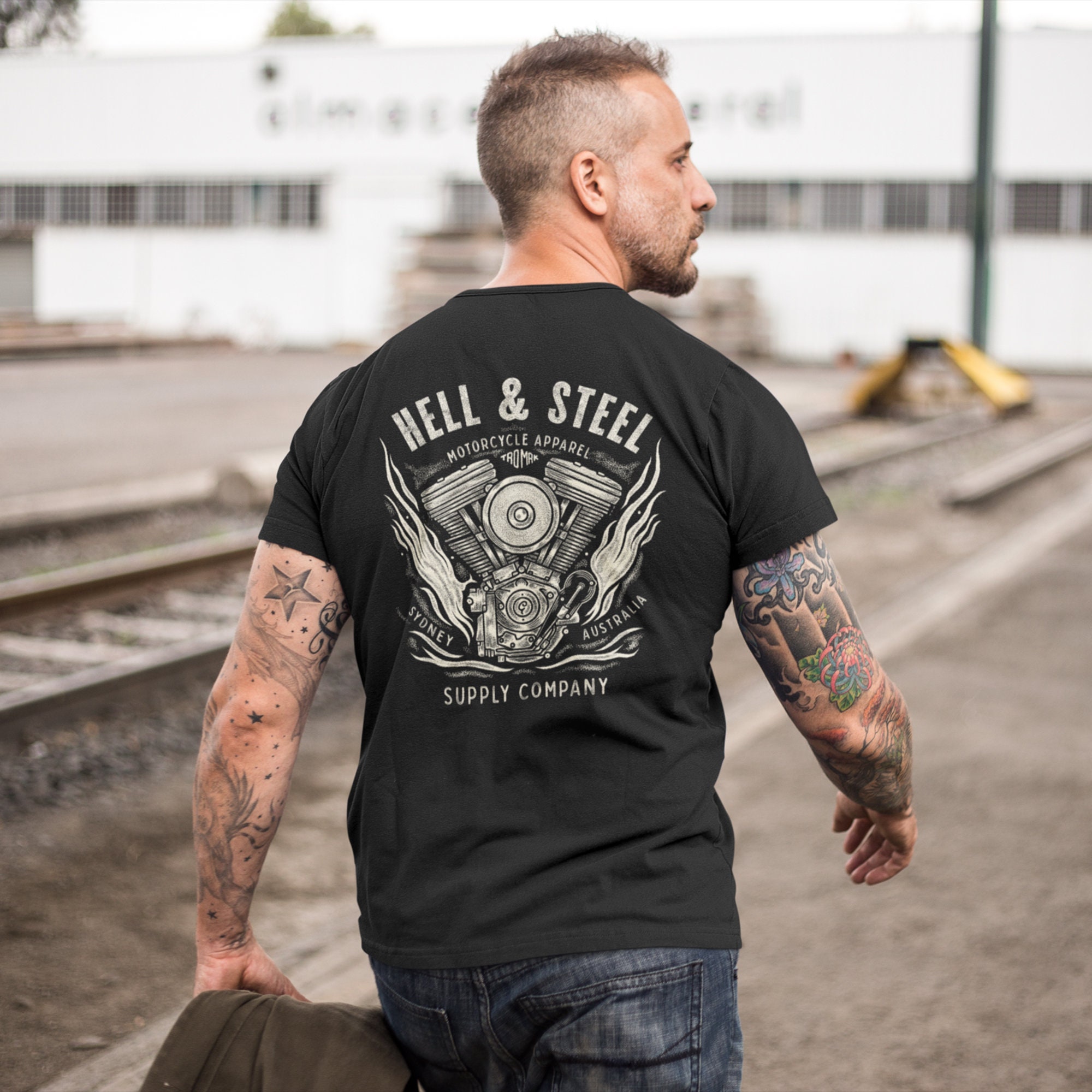V-twin Motorcycle Engine Shirt for Men Hell & Steel Back - Etsy