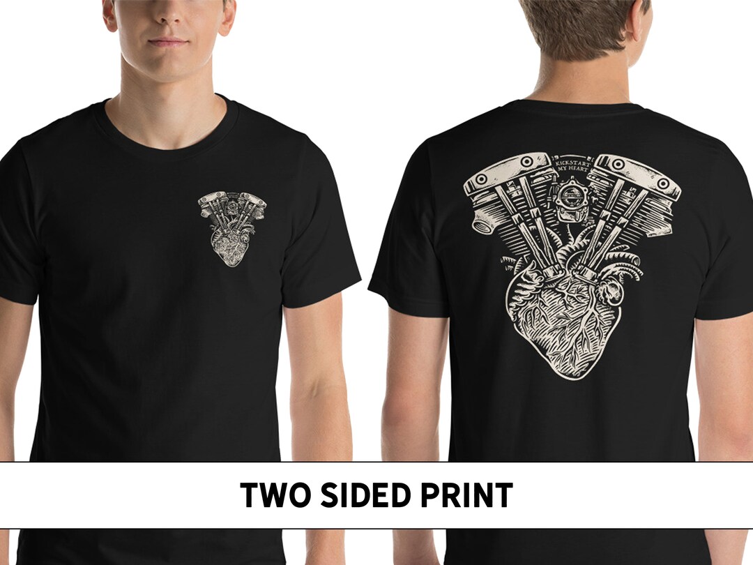 Kickstart My Heart Shovelhead Motorcycle Heart and Soul Biker Shirt for ...