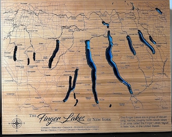Finger Lakes 3D Nautical Wood Map Wall Art 2-sizes Nautical - Etsy