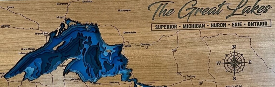 Great Lakes 3D Layered Map - Etsy