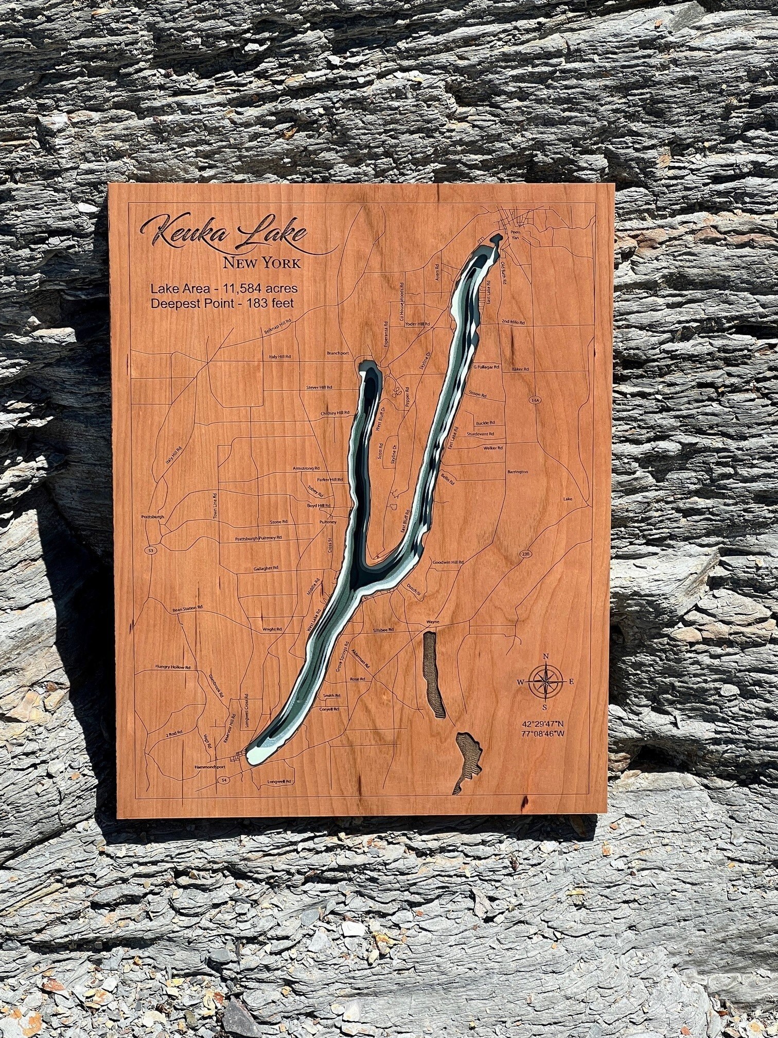 Keuka Lake 3D Layered Map - Etsy