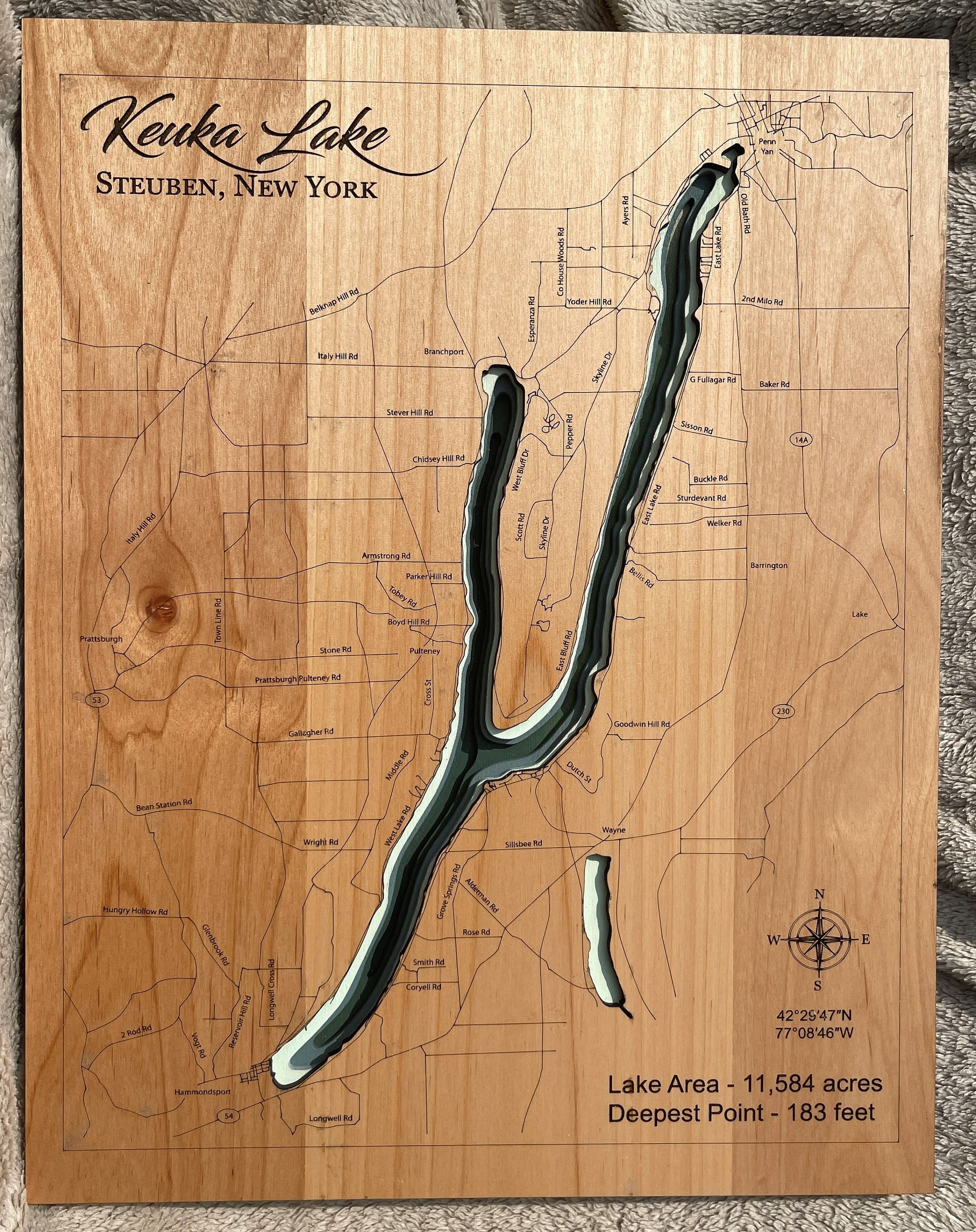 Keuka Lake 3D Layered Map | Etsy