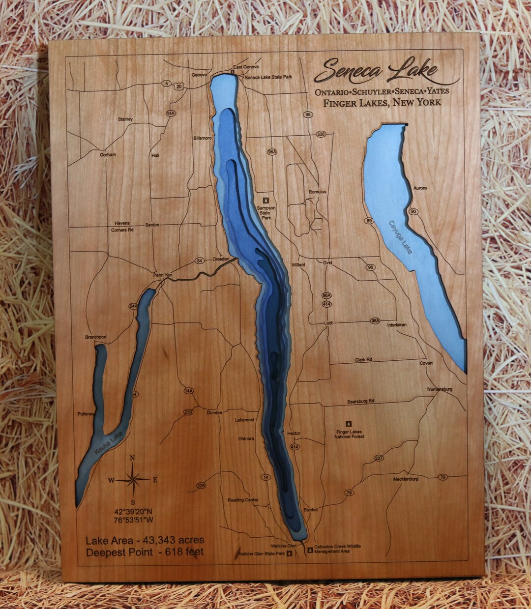 Seneca Lake 3D Layered Map - Etsy