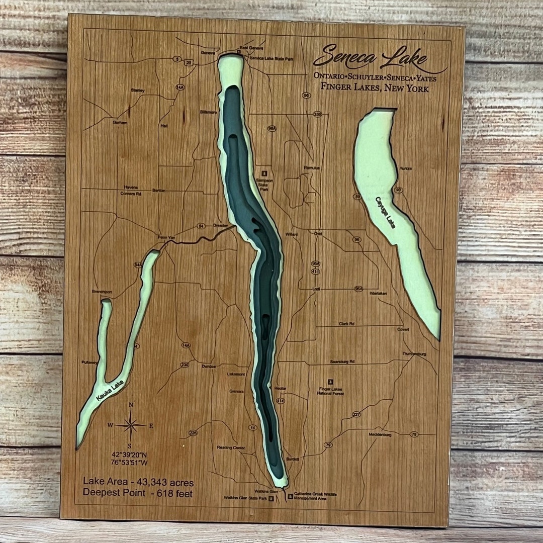 Seneca Lake 3D Layered Map - Etsy