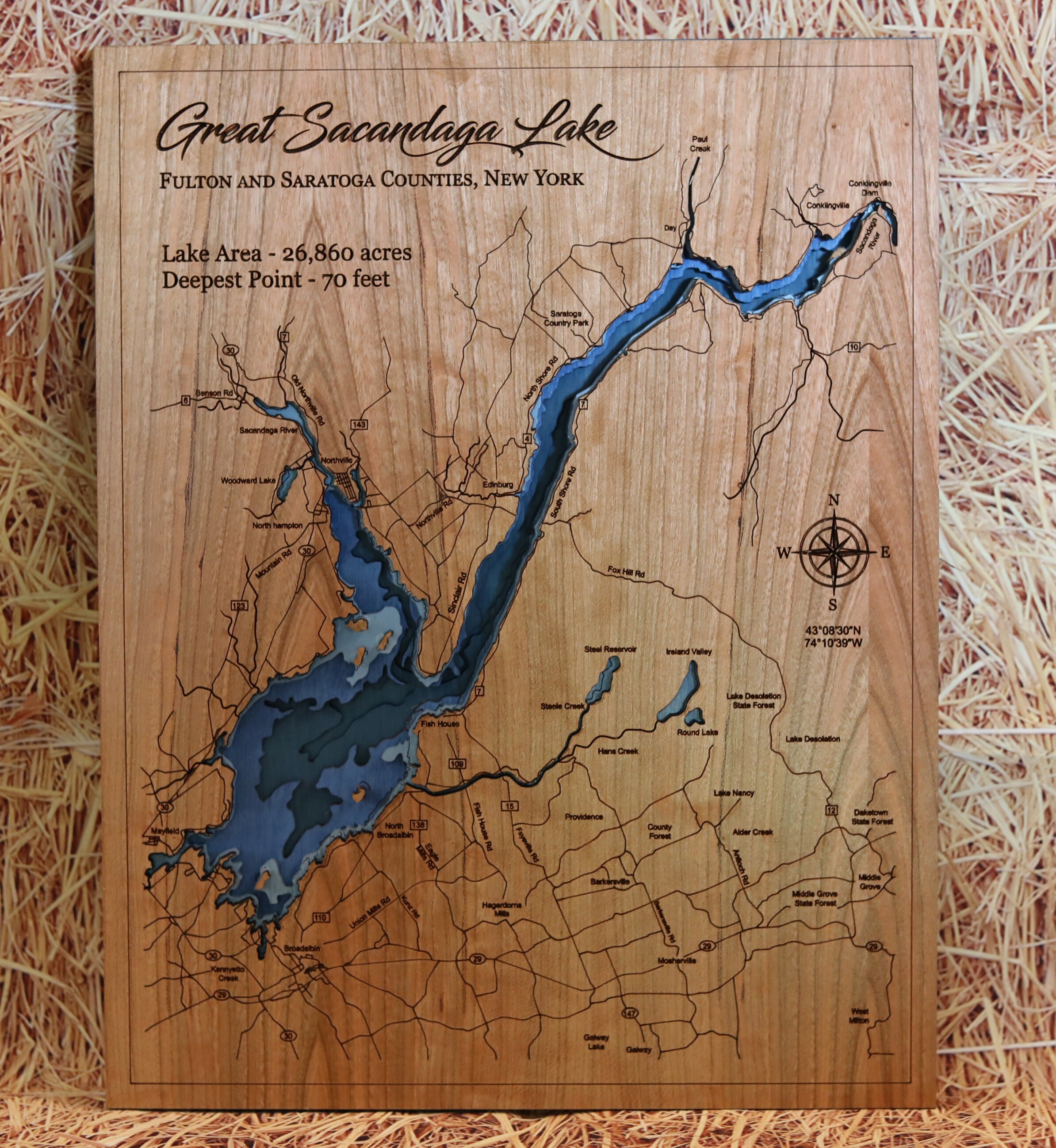 Great Lake Sacandaga 3D Layered Map - Etsy