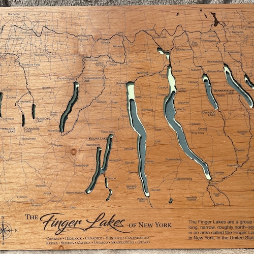 Finger Lakes 3D Nautical Wood Map Wall Art 2-sizes Nautical - Etsy