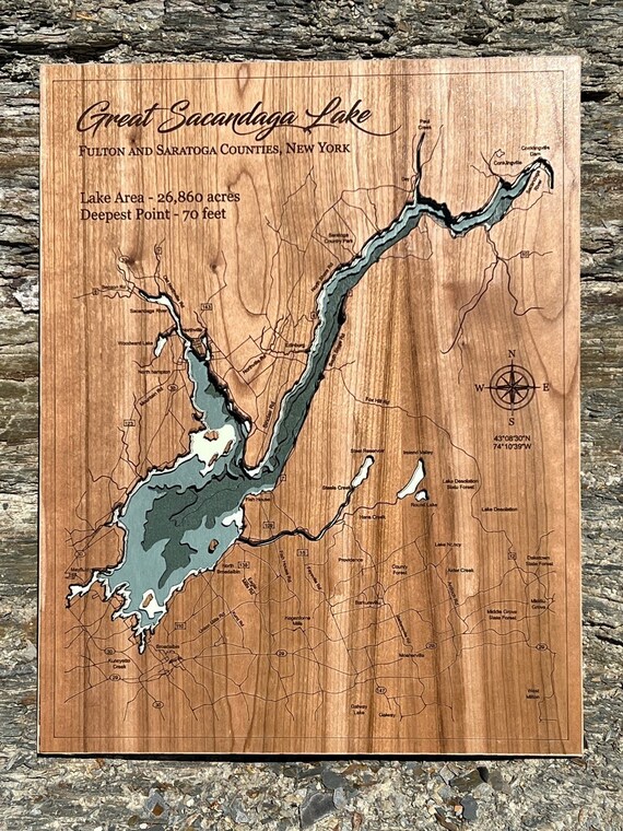 Great Lake Sacandaga 3D Layered Map - Etsy