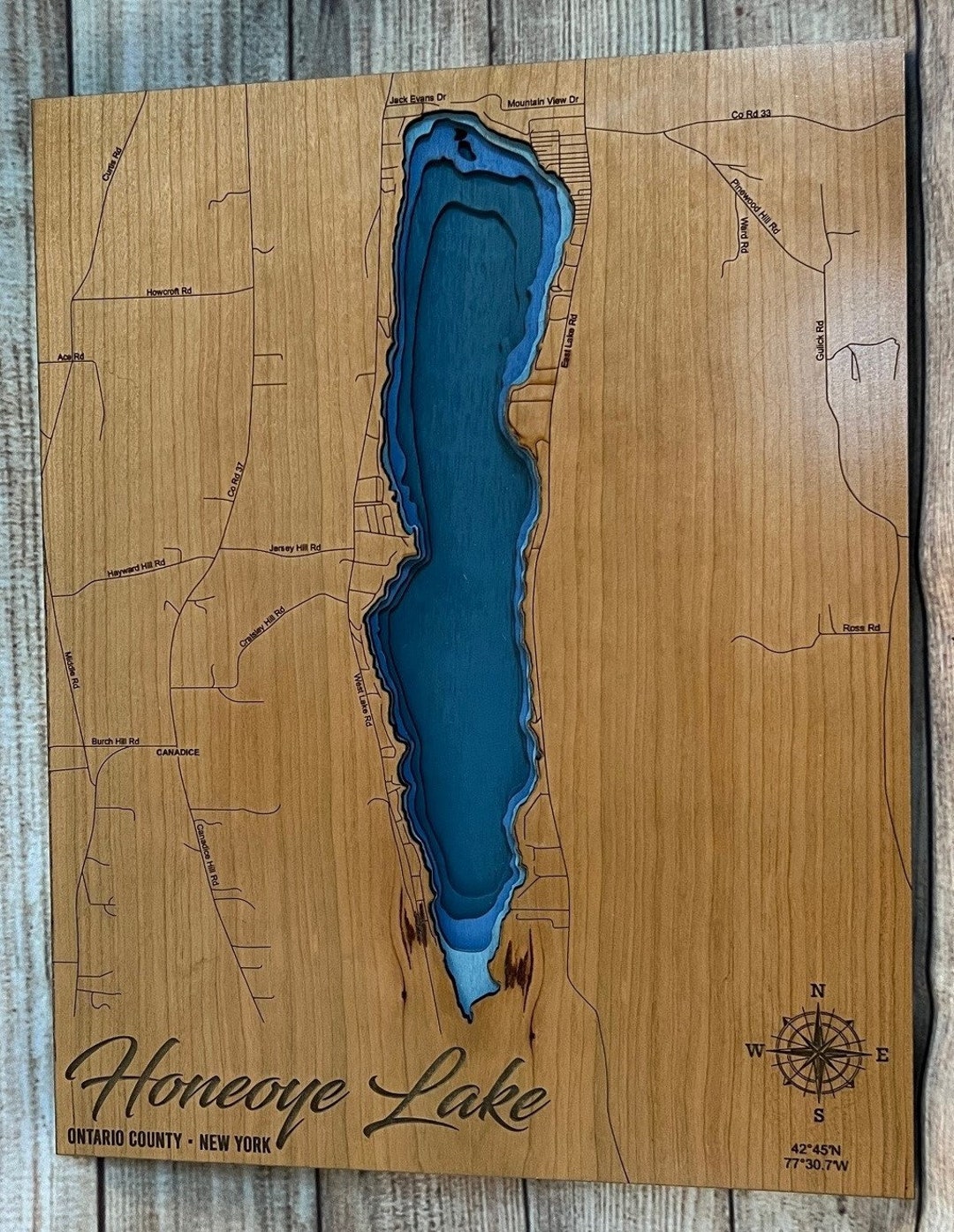 Honeoye Lake 3D Layered Map - Etsy