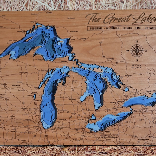 3d Map of Michigan Great Lakes - Etsy