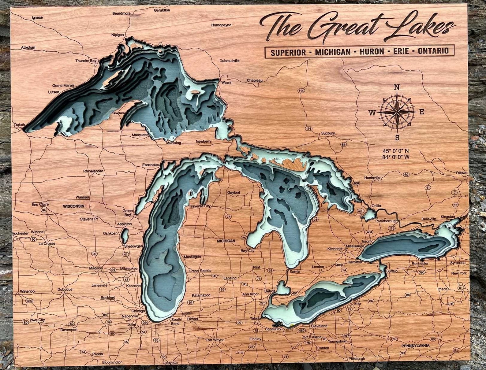 Great Lakes 3D Layered Map - Etsy
