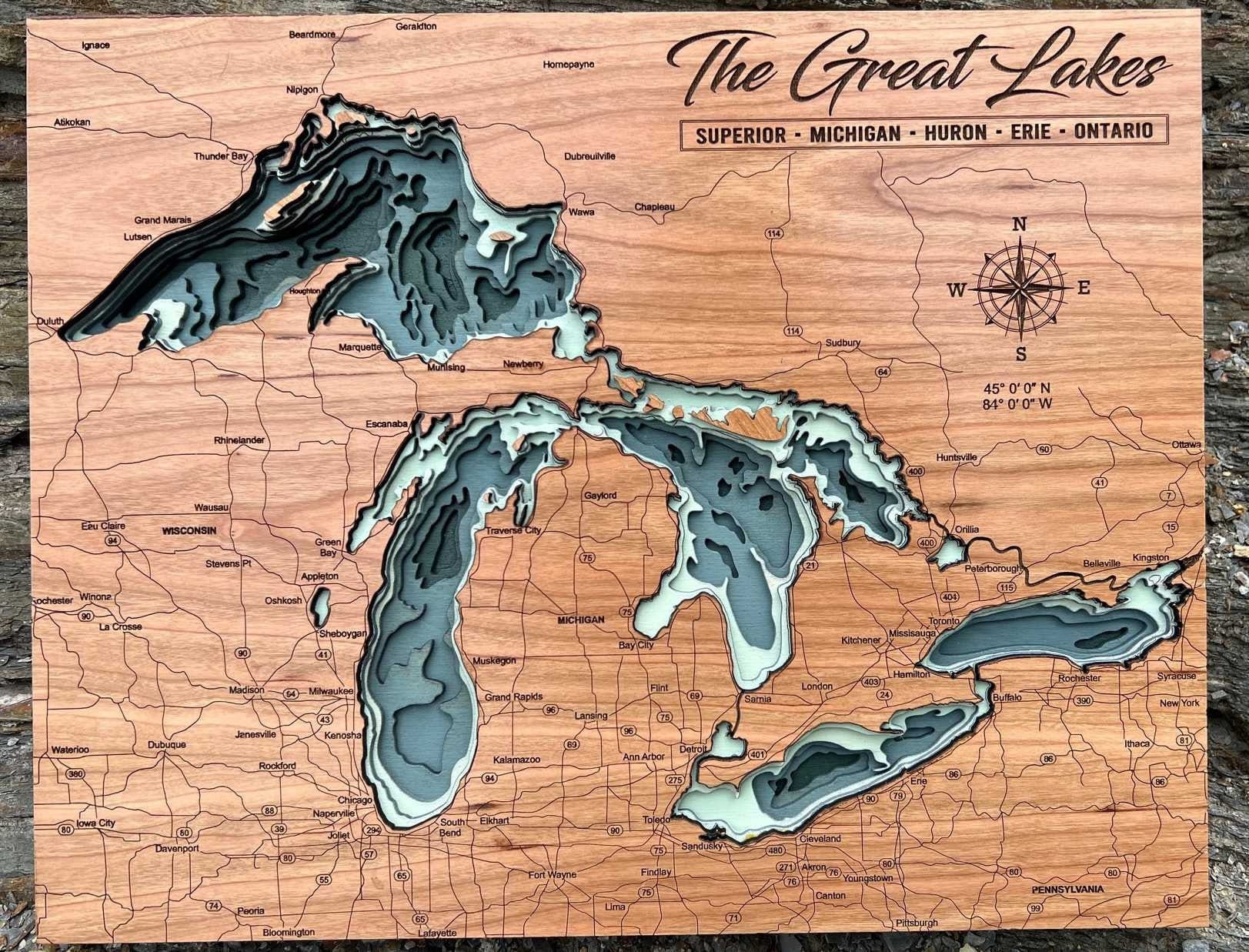 Great Lakes 3D Layered Map - Etsy