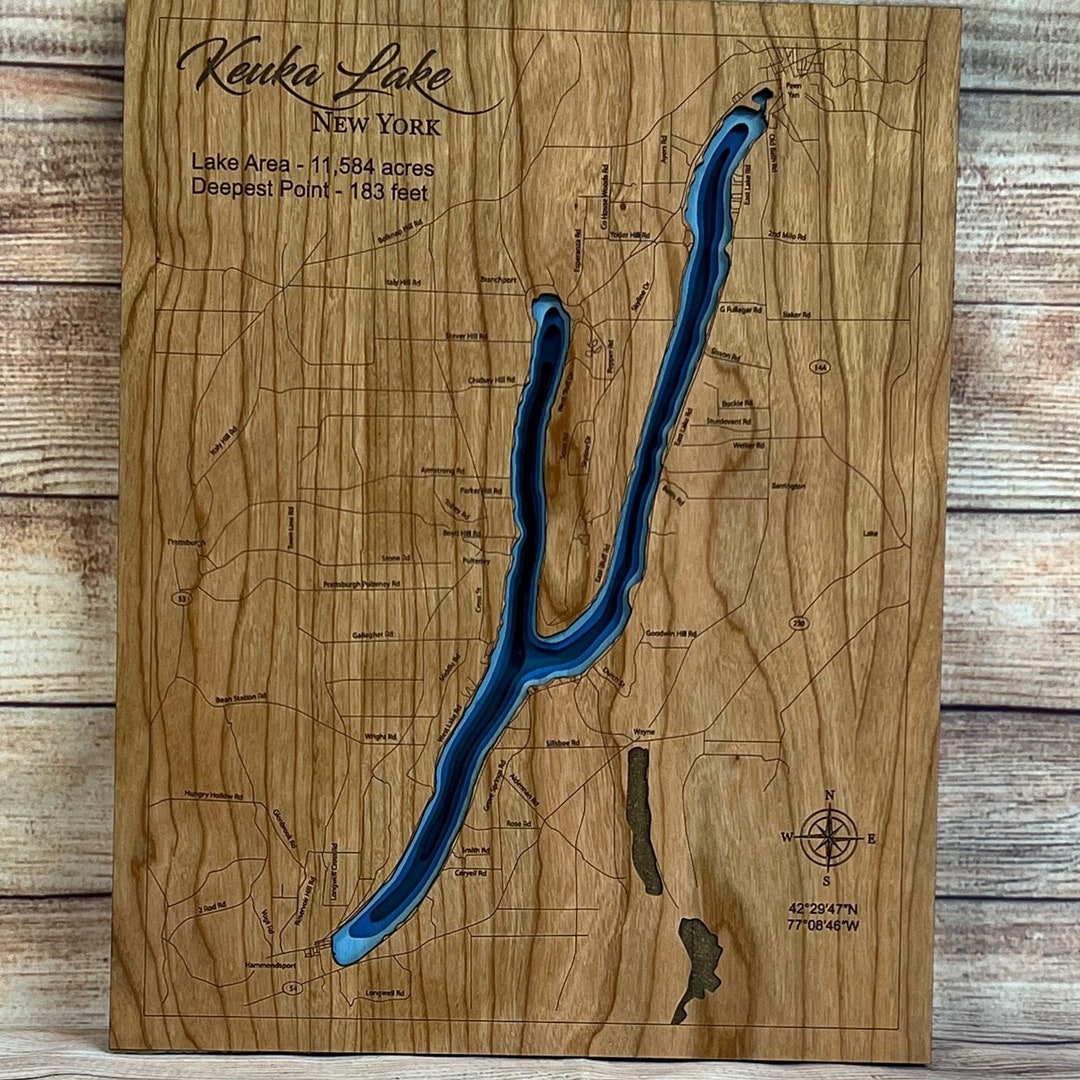 Keuka Lake 3D Layered Map - Etsy