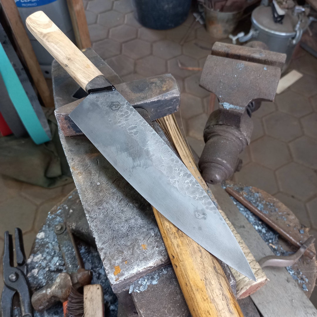 Faca De Chef Forjada à Mão, Aço De Alto Carbono 26C3, Temperada Com ...