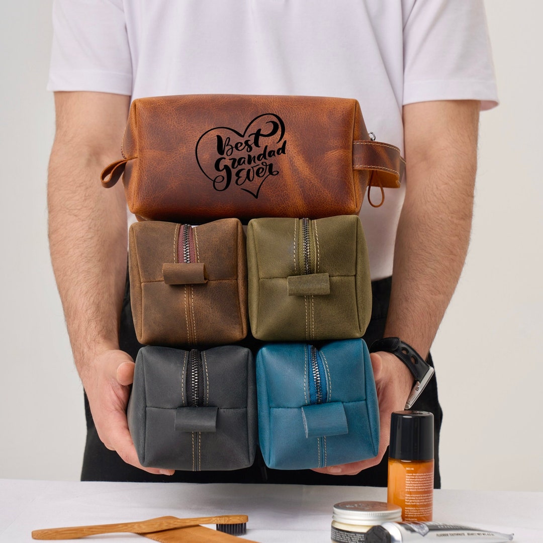 Leather Dopp Kit Bag for Dad, Father's Day Gift, Custom Leather ...