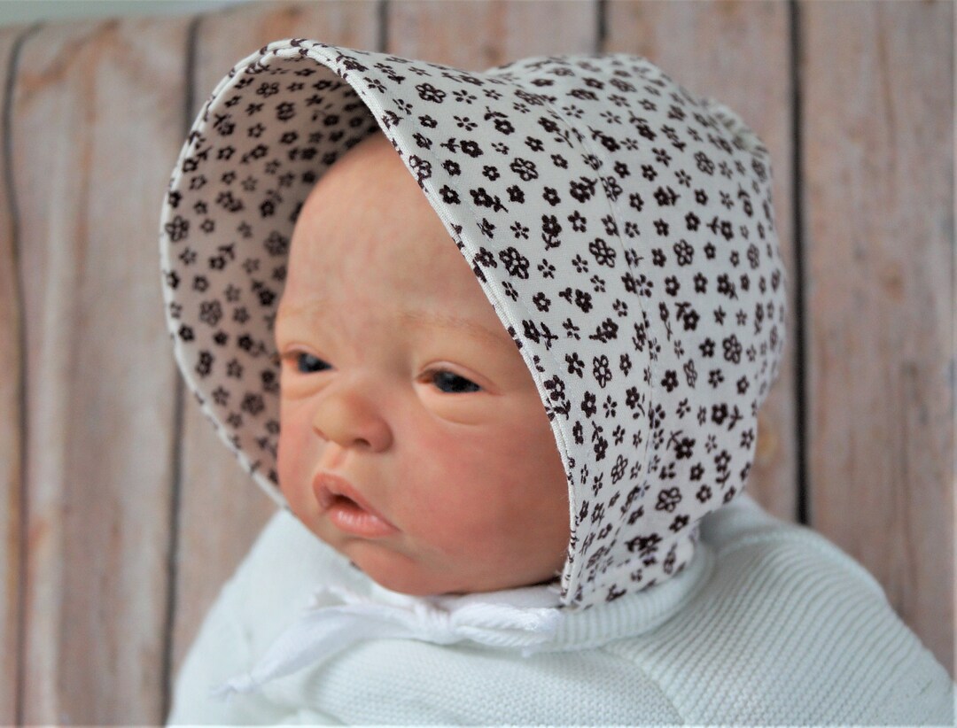 Baby Hood Basic Color Beige With Brown Flowers Cotton Hat Sun Hat ...