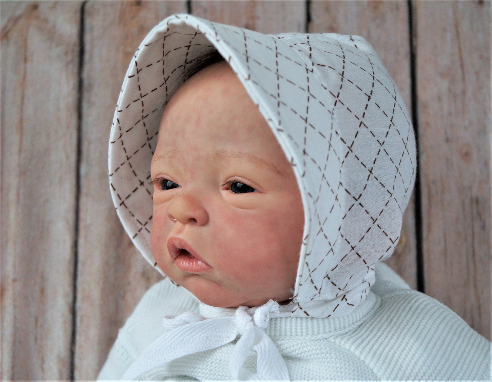 Baby Hood Basic Color White With Brown Stripes Cotton Hat Sun - Etsy