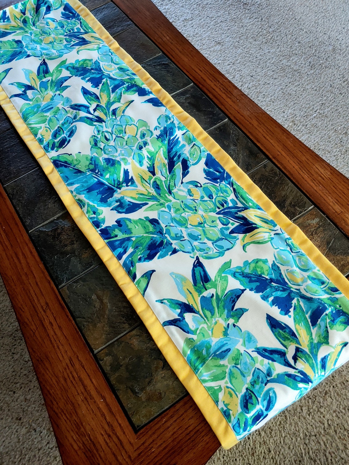 Tropical Pineapple Table Runner: Beach House Decor, Handmade USA - Etsy