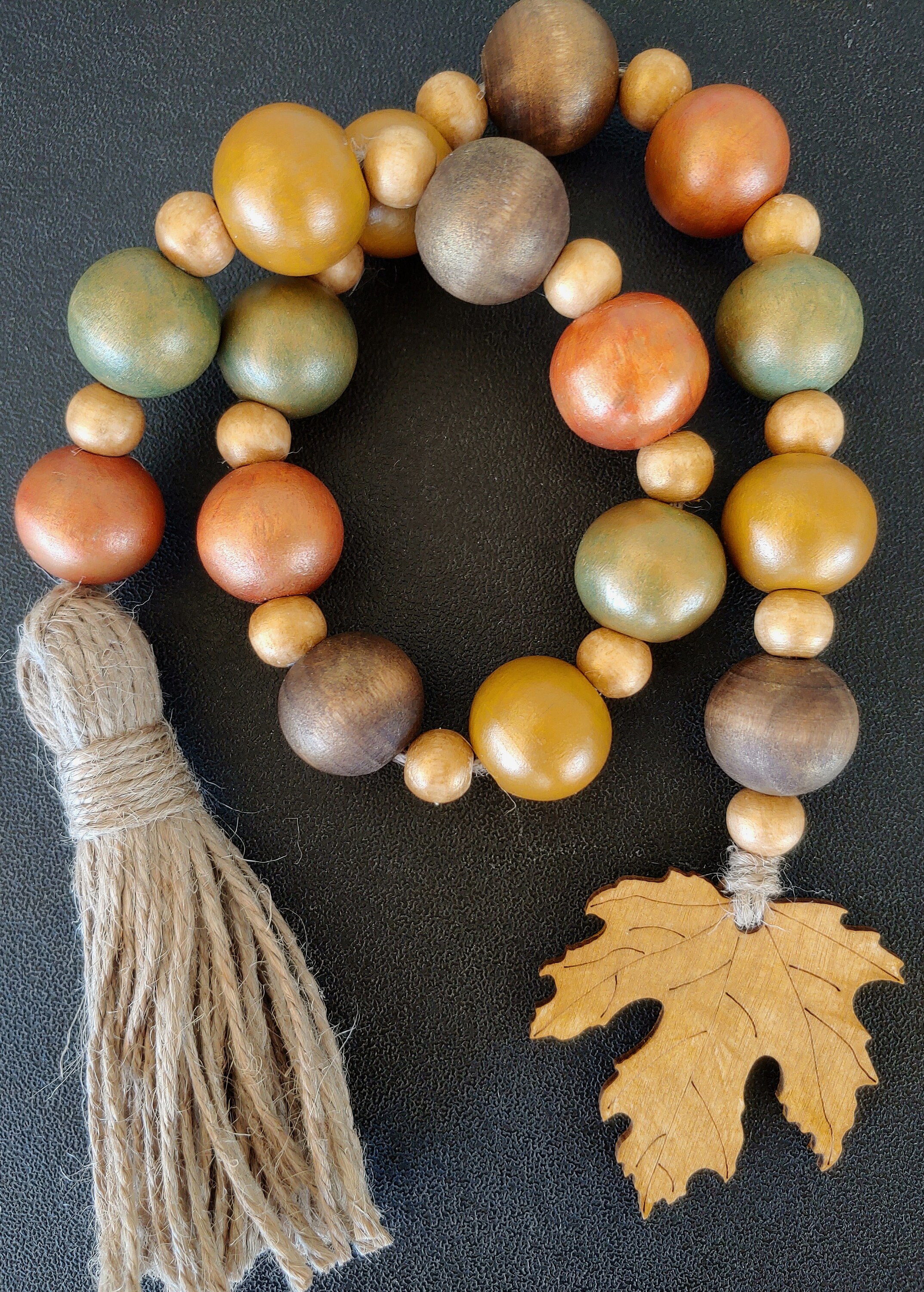 Farmhouse Fall Wood Bead Garland: Tiered Tray Decor With Jute Tassel - Etsy