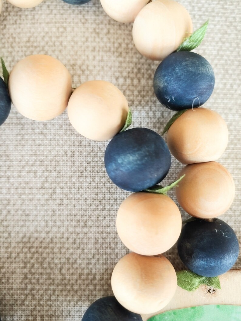 Farmhouse Blueberry Wood Bead Garland Blueberry Garland - Etsy