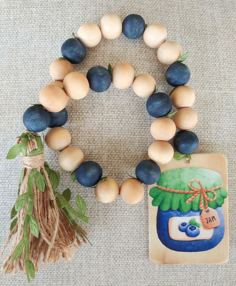 Farmhouse Blueberry Wood Bead Garland Blueberry Garland - Etsy