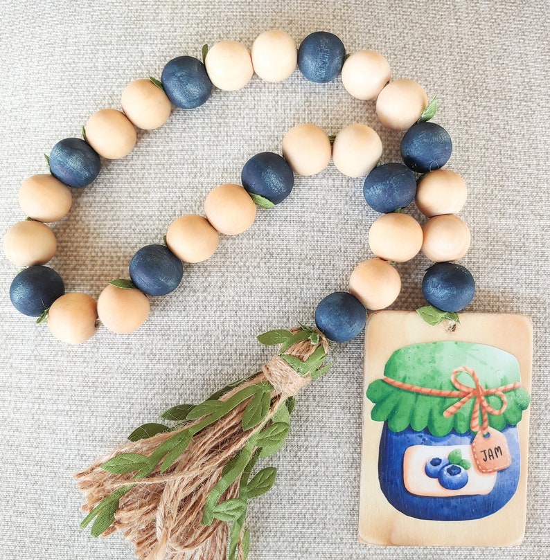 Farmhouse Blueberry Wood Bead Garland Blueberry Garland - Etsy