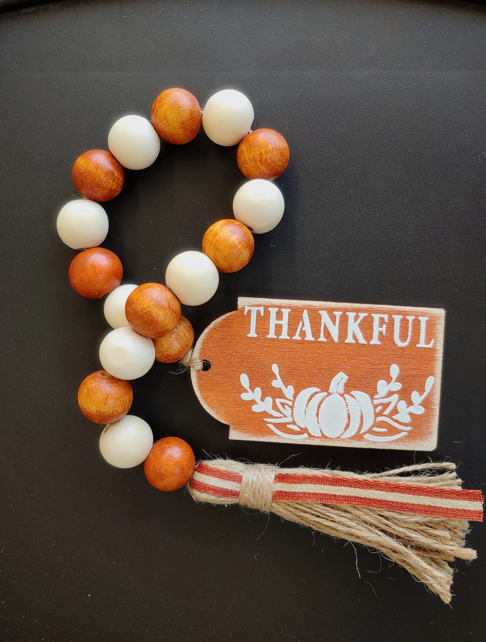 Farmhouse Wood Bead Garland: Fall Tiered Tray Decor With Tassel - Etsy