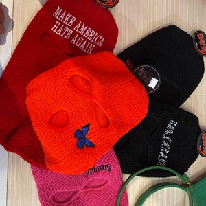Personalized Ski Mask| Custom Text Embroidery| Three Hole Ski Mask ...