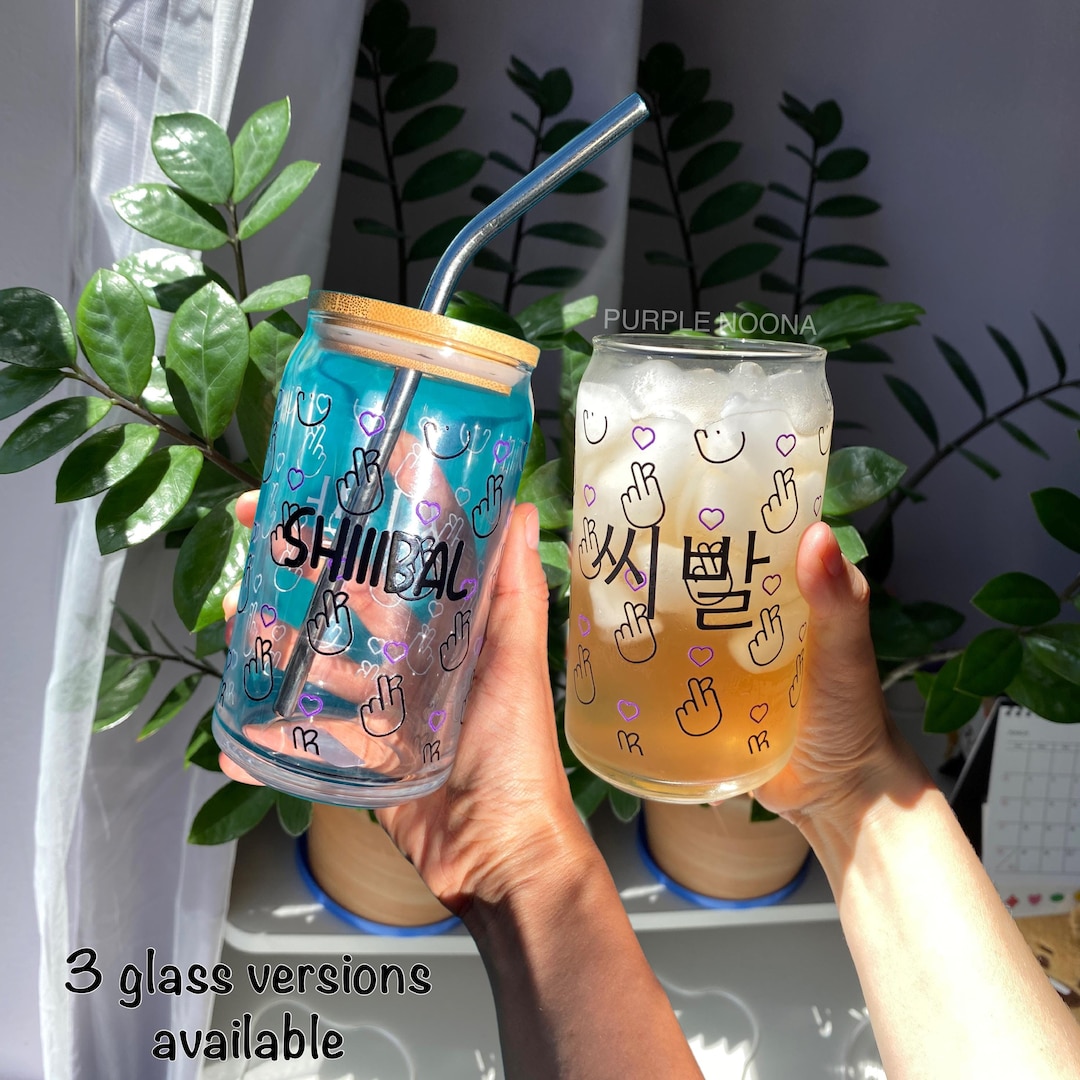 Shibal Środkowy palec serce Szkło w kształcie puszki, Kdrama 16 uncji ...