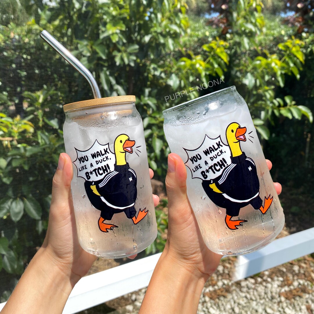 RM Duck Can-shaped Glass, Namjoon groin Libby Cup With Lid and Metal ...