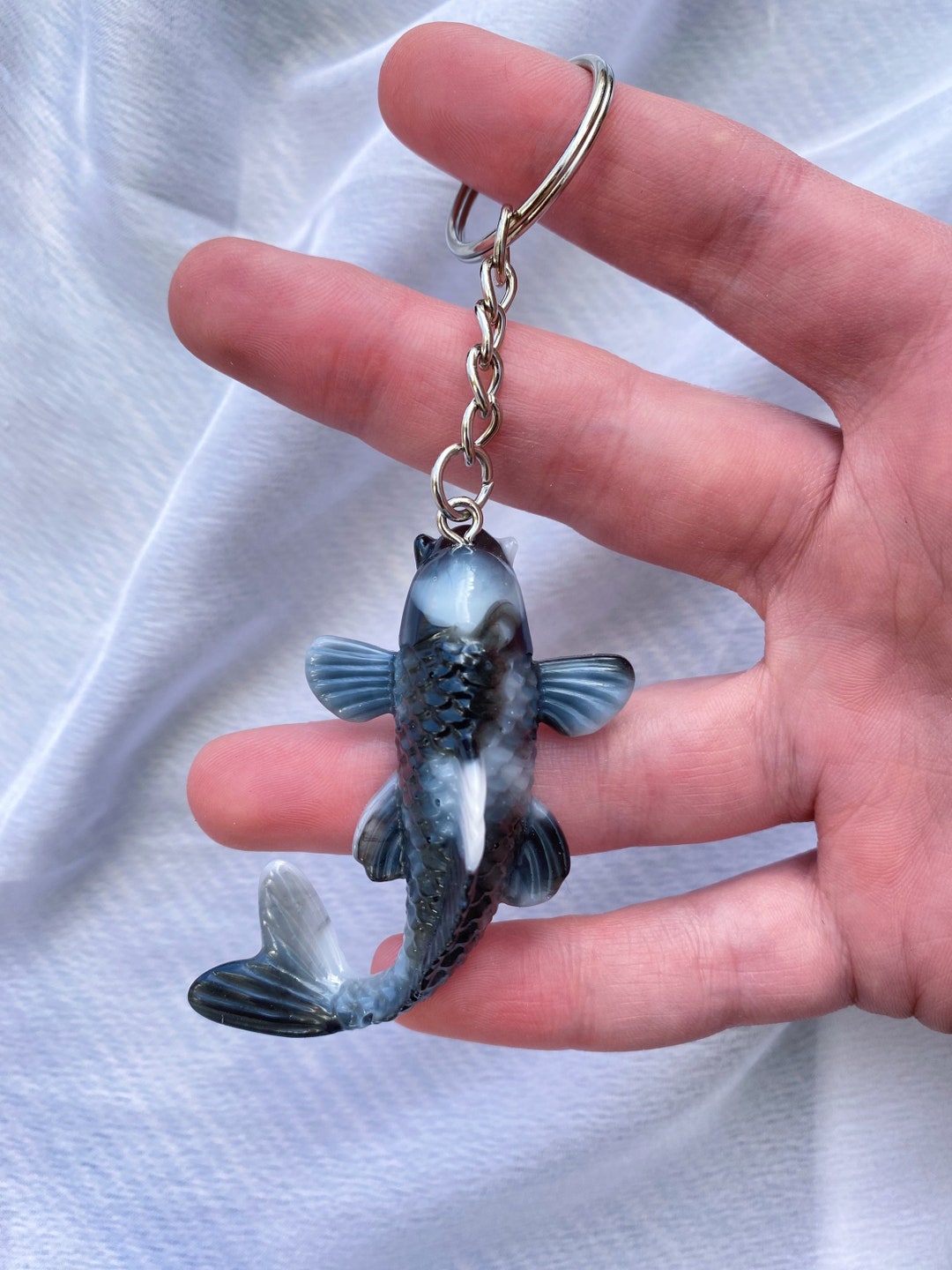Black & White Koi Fish Keychains / Purse Accessory / Good Luck Charm ...