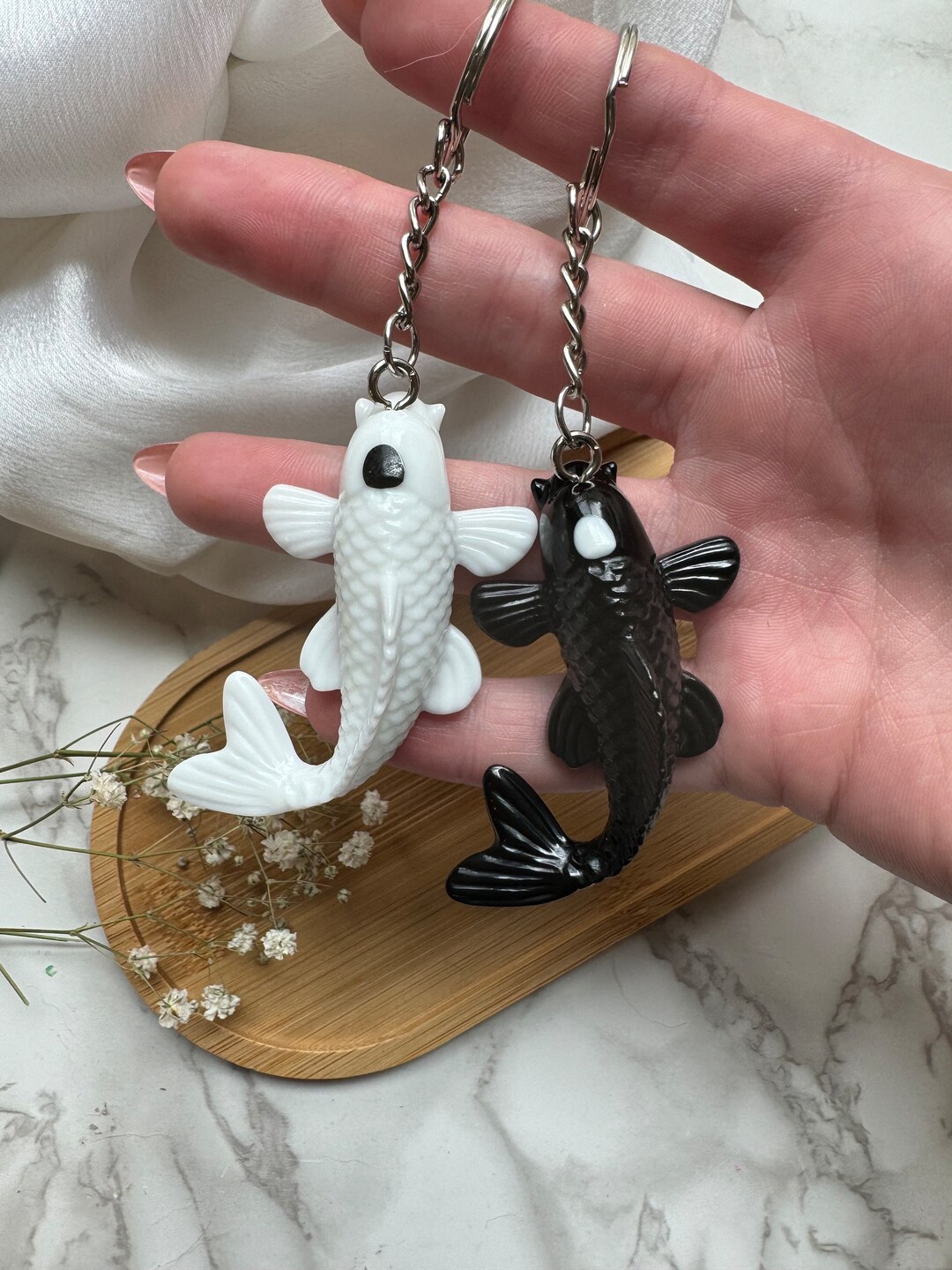 Yin and Yang Koi Fish Set / Koi Fish Keychain / Resin Keychain /best ...