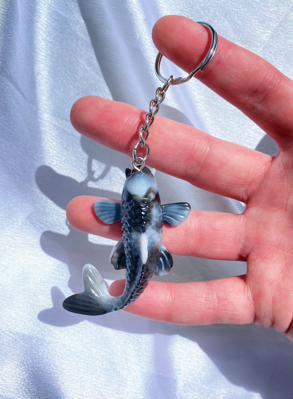 Black & White Koi Fish Keychains / Purse Accessory / Good Luck Charm ...