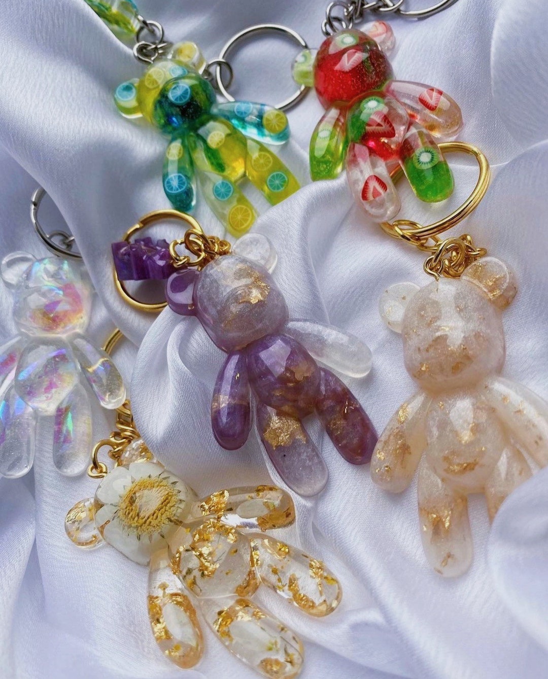 CUSTOM Teddy Bear Keychain, Personalized Keychain, Epoxy Resin, Resin ...