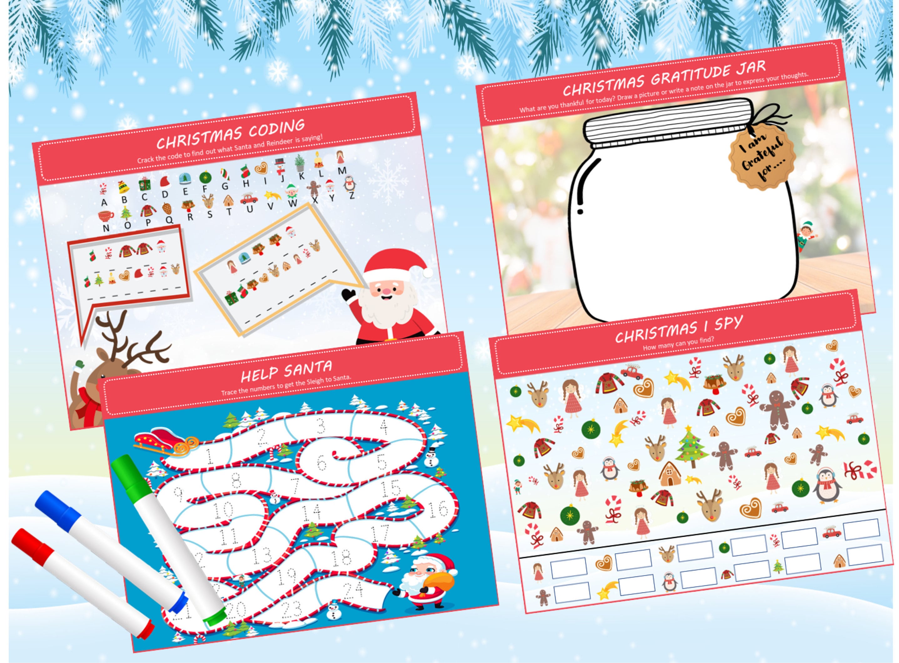 Christmas Busy Book, Printable Wipe Clean Book, Learning Binder ...