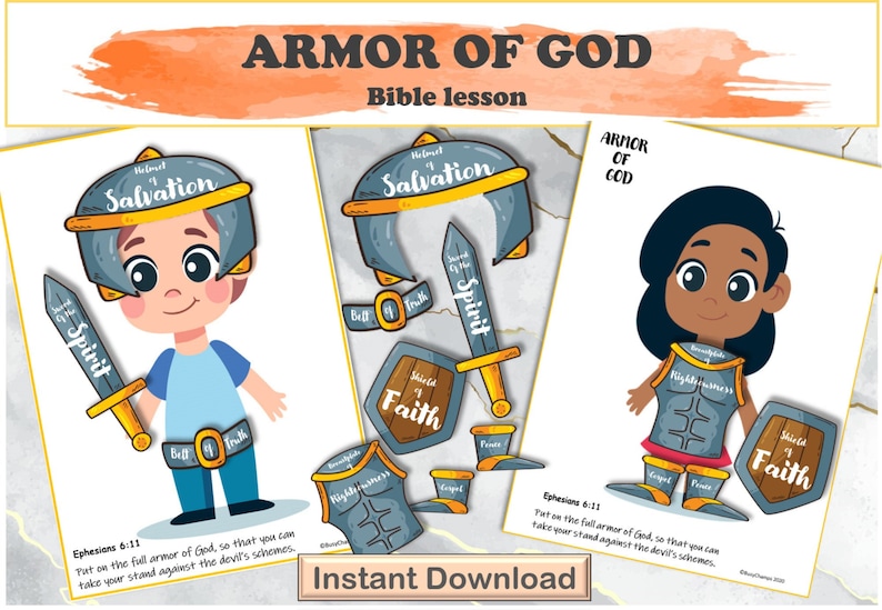Armor of God Printable Activity Bible Activity Kids Bible - Etsy