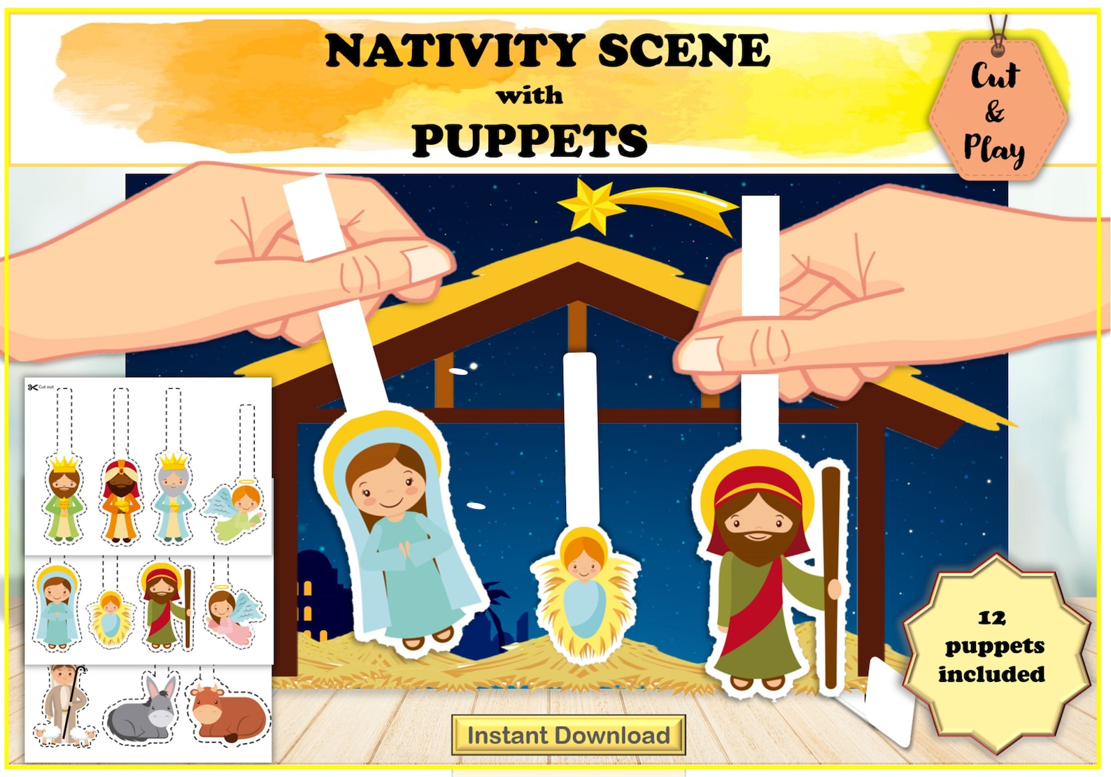 Printable Nativity Scene Puppets, Christmas Story With Puppets ...