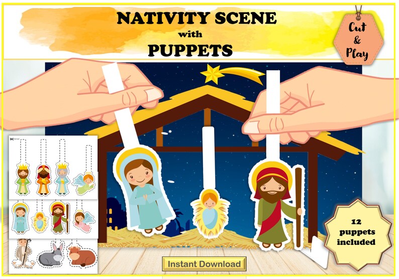Printable Nativity Scene Puppets, Christmas Story With Puppets ...