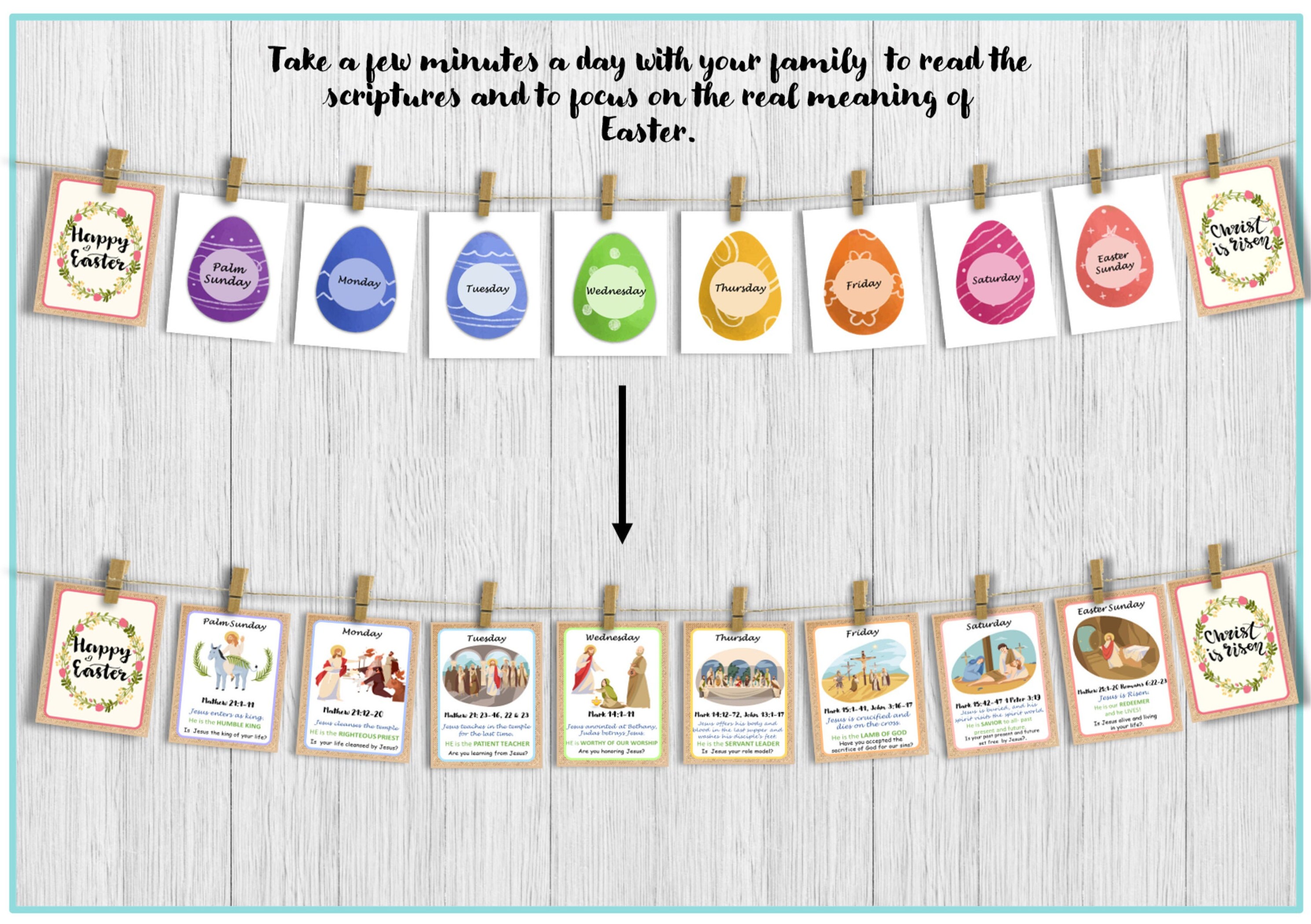 Printable Easter Holy week Calendar Easter countdown | Etsy