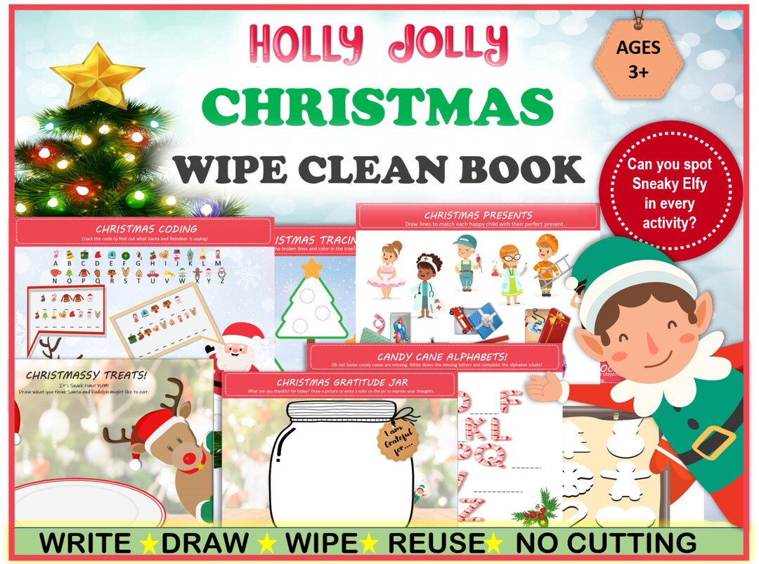 Christmas Busy Book, Printable Wipe Clean Book, Learning Binder ...