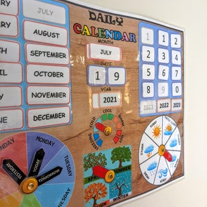 Daily Calendar Printable, Calendar Chart for Kids, Circle Time , Days ...