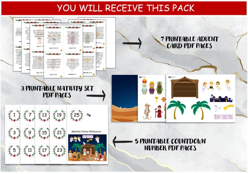 Printable Nativity Advent Calendar Countdown to Christmas | Etsy