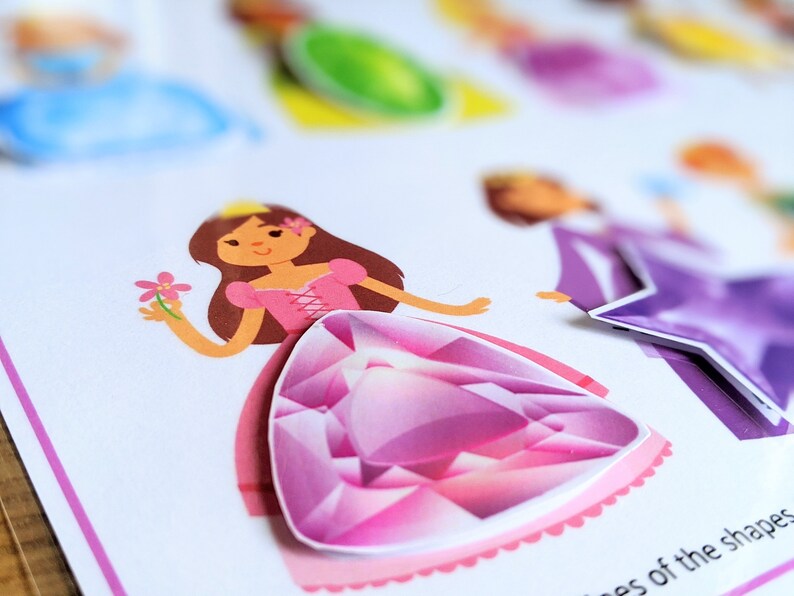 Shapes and Colors Busy Book Page, Princess Theme Printable Activity ...