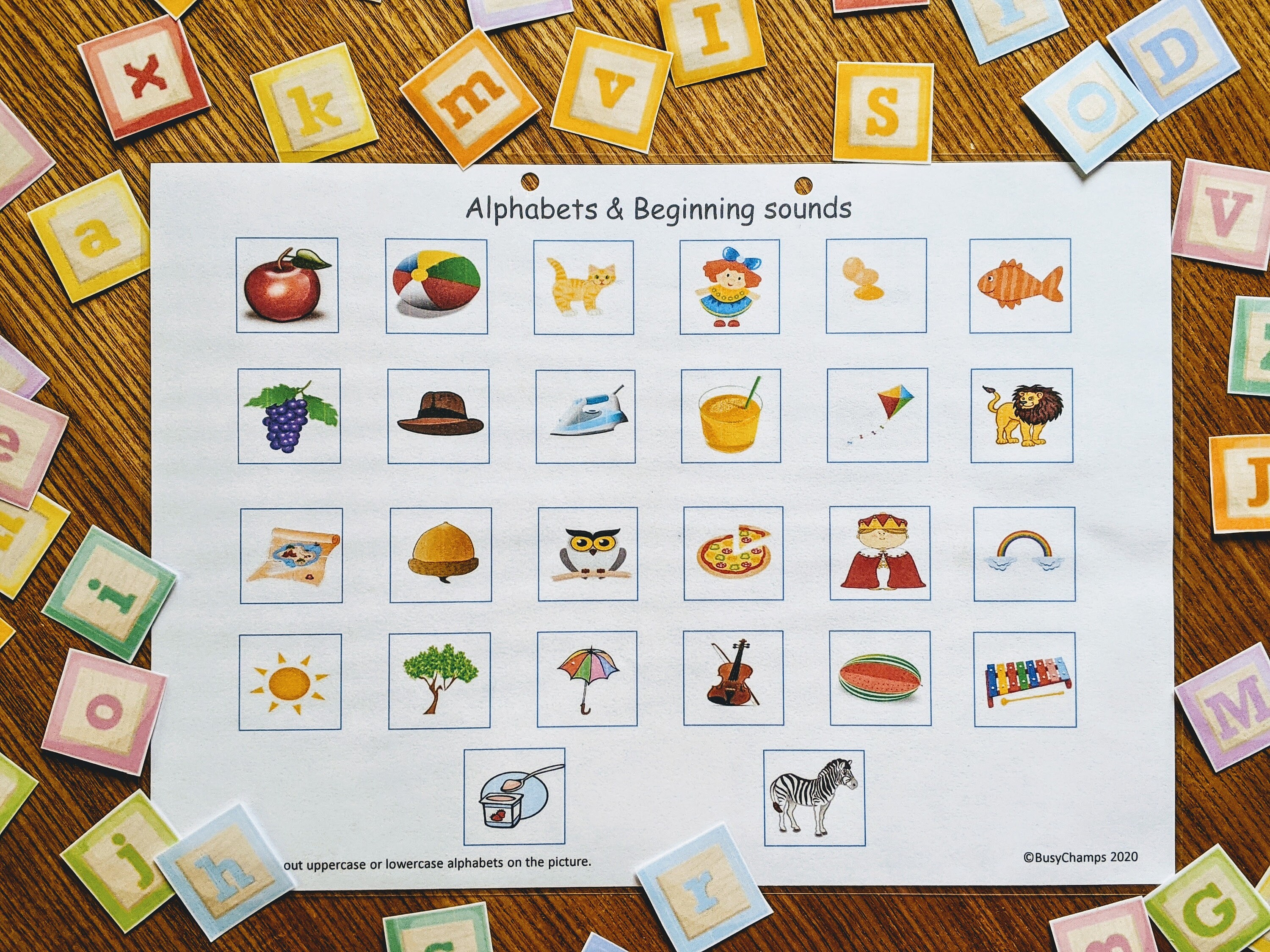 Alphabets and Beginning Sounds, Printable Alphabet Game, Preschool ...