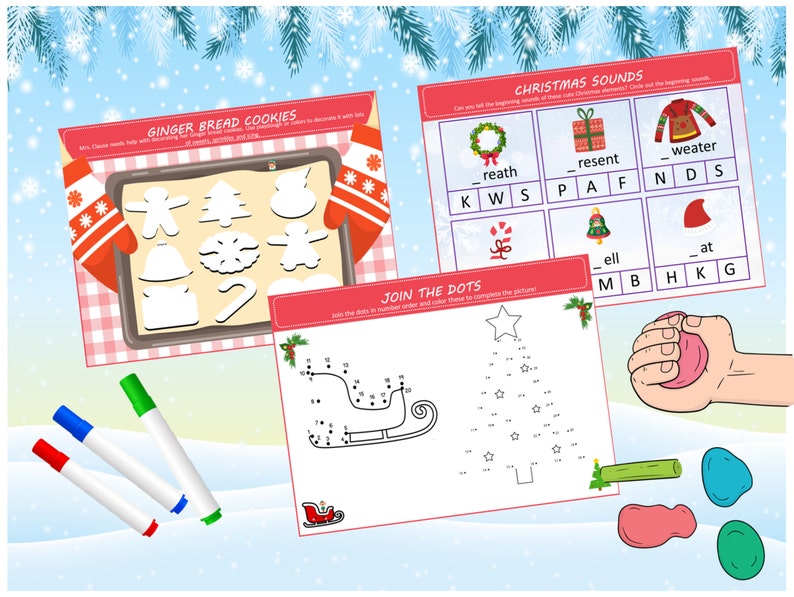 Christmas Busy Book, Printable Wipe Clean Book, Learning Binder ...