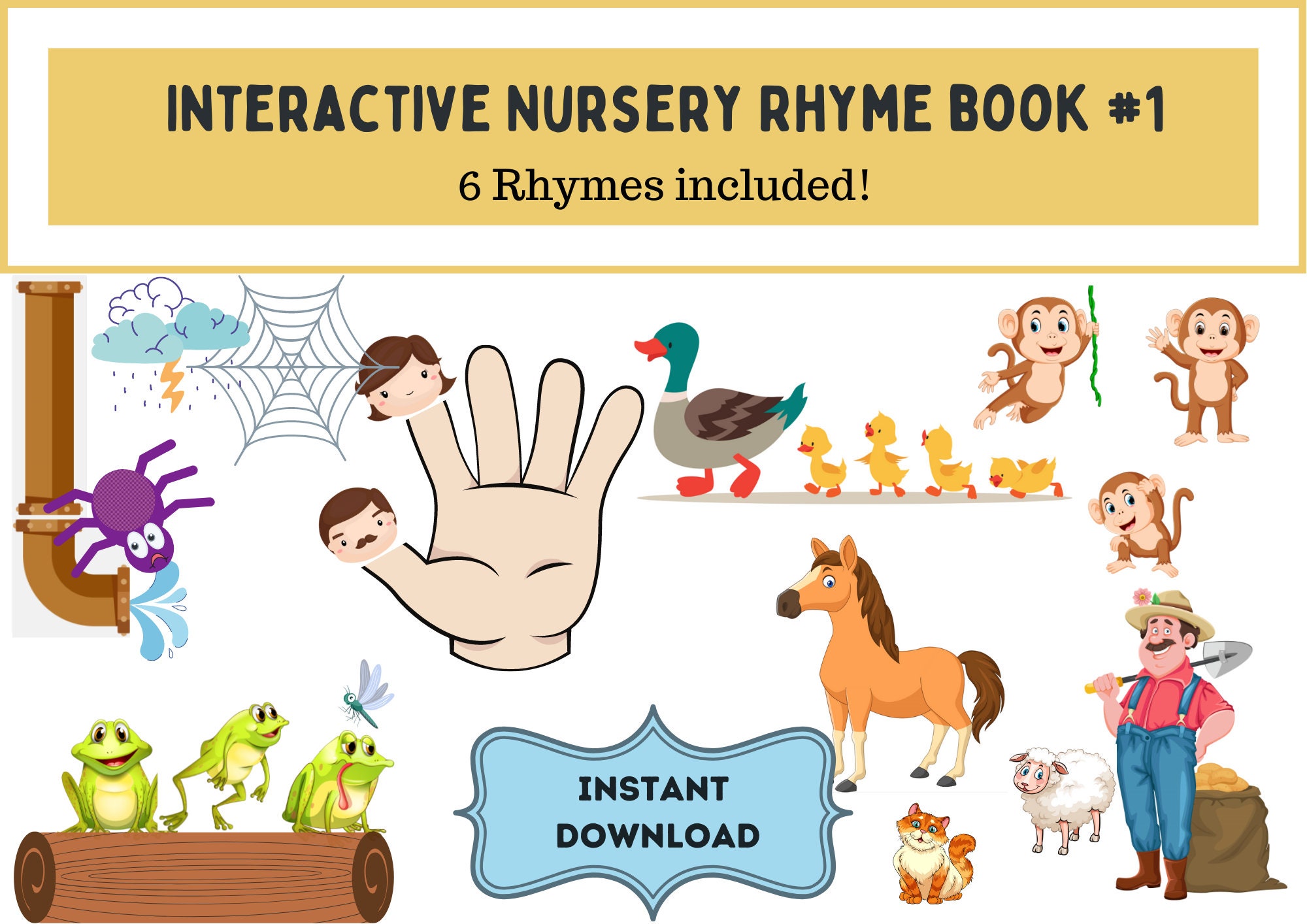 Baby/toddler Nursery Rhyme Book, Early Educational Printable, Printable ...