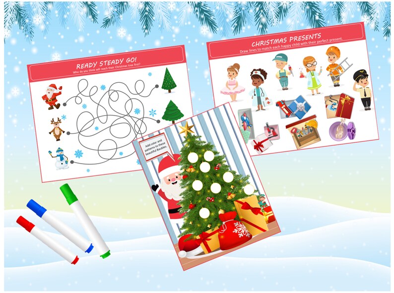 Christmas Busy Book, Printable Wipe Clean Book, Learning Binder ...