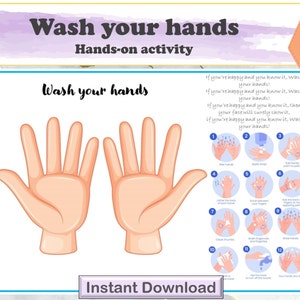 Preschool Busy Book Page, Wash Your Hands Activity, Preschool Learning ...