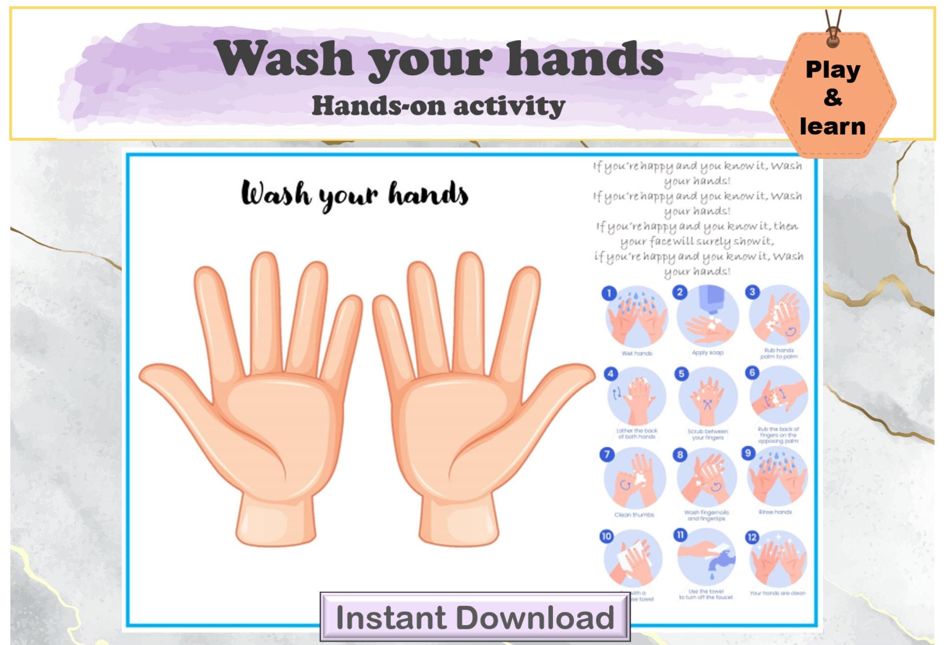 Preschool Busy Book Page Wash Your Hands Activity Preschool - Etsy